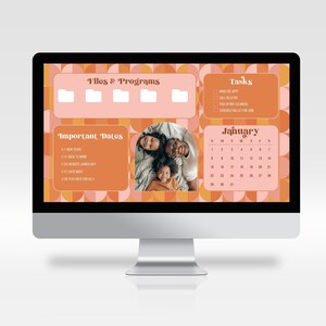12 Calendar 2023 Retro Desktop Wallpaper 70's Vintage Laptop Organizer ...