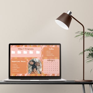 12 Calendar 2023 Retro Desktop Wallpaper 70's Vintage Laptop Organizer ...