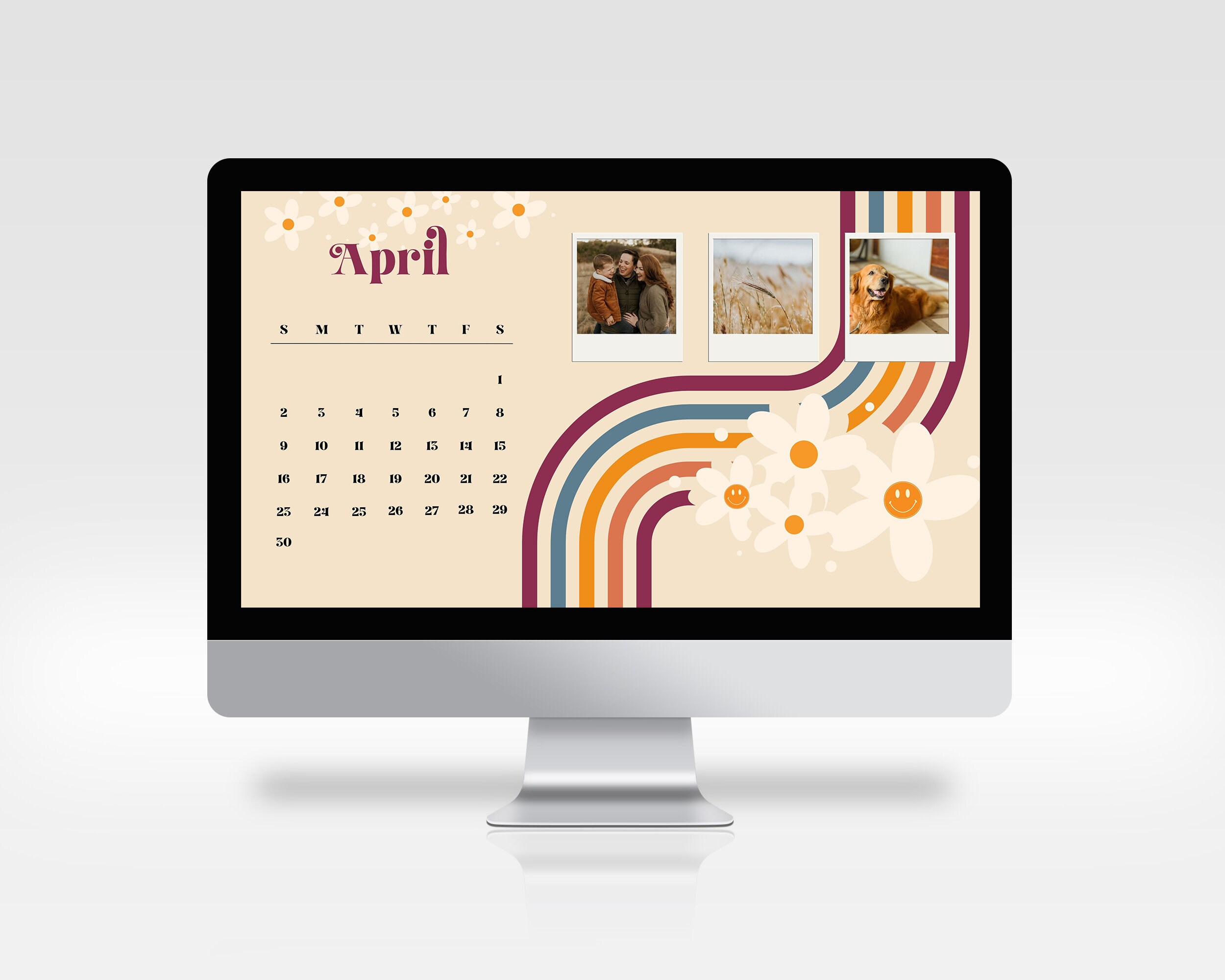 2023 Calendar Groovy Retro Desktop Wallpaper Laptop Organizer Retro ...