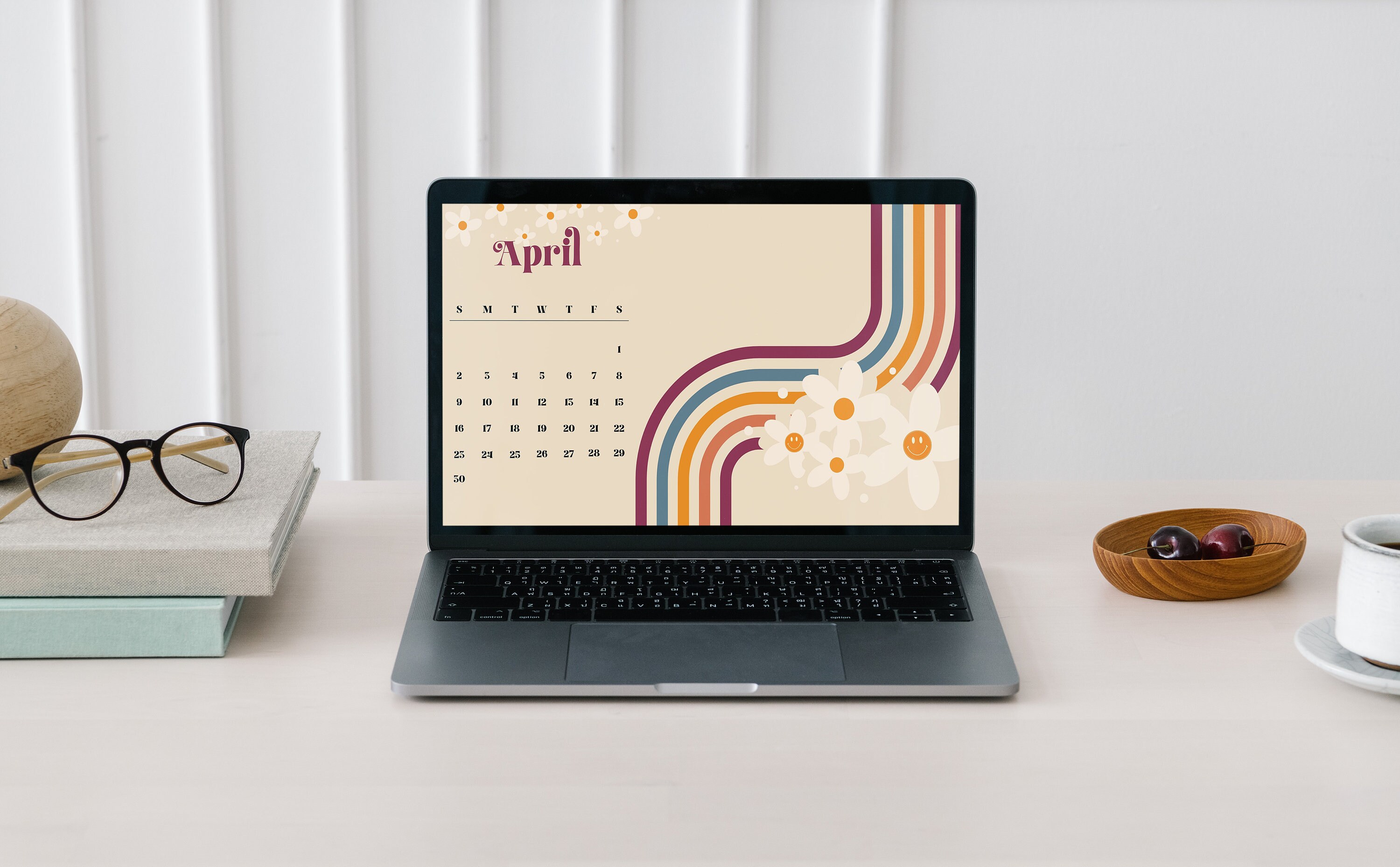 2023 Calendar Groovy Retro Desktop Wallpaper Laptop Organizer Retro ...