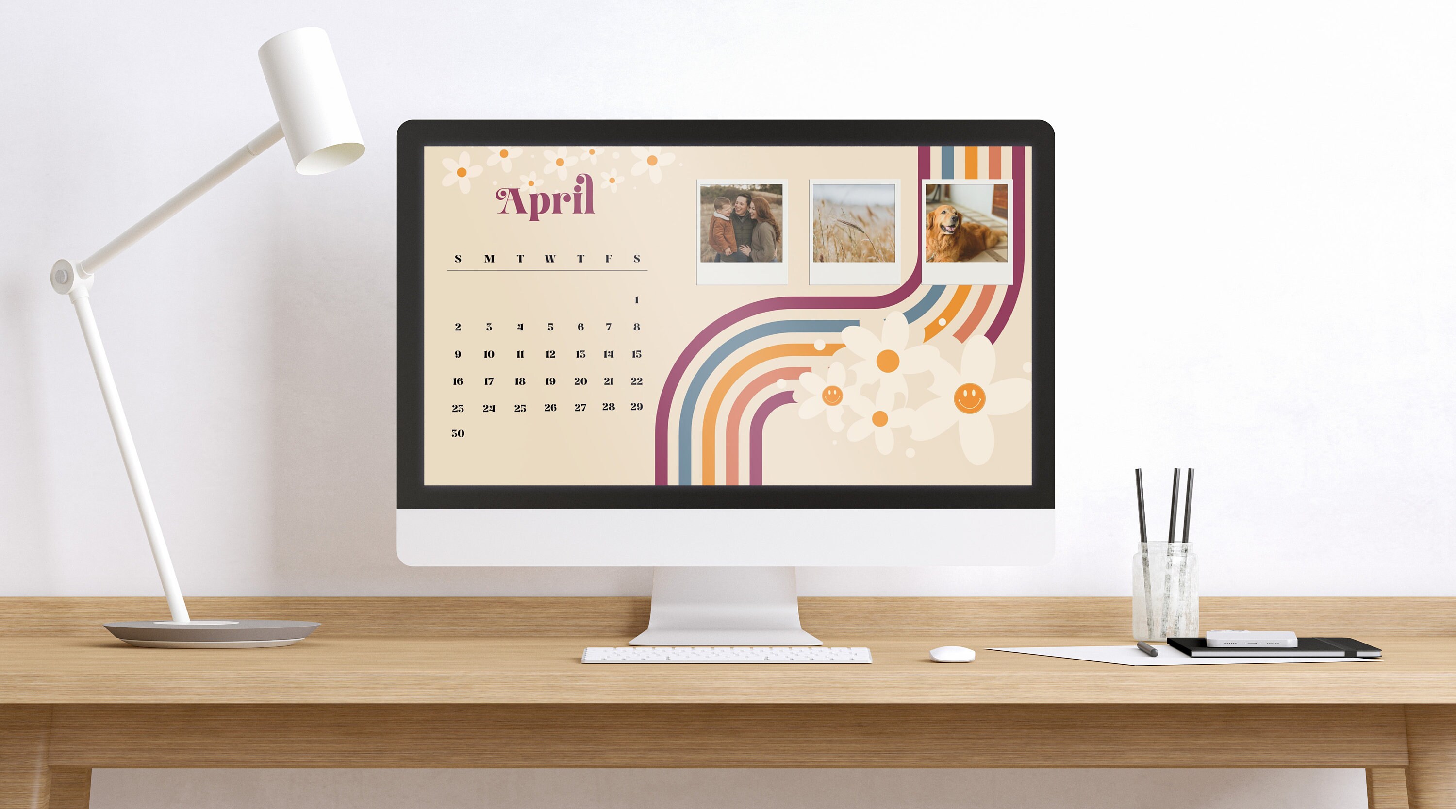 2023 Calendar Groovy Retro Desktop Wallpaper Laptop Organizer Retro ...