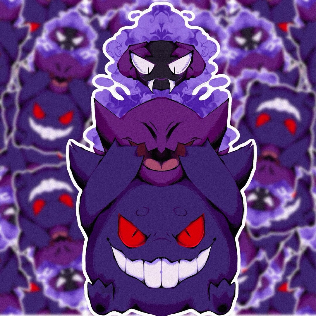 Ghost Type Gangar Gastly Haunter Vinyl Sticker - Etsy