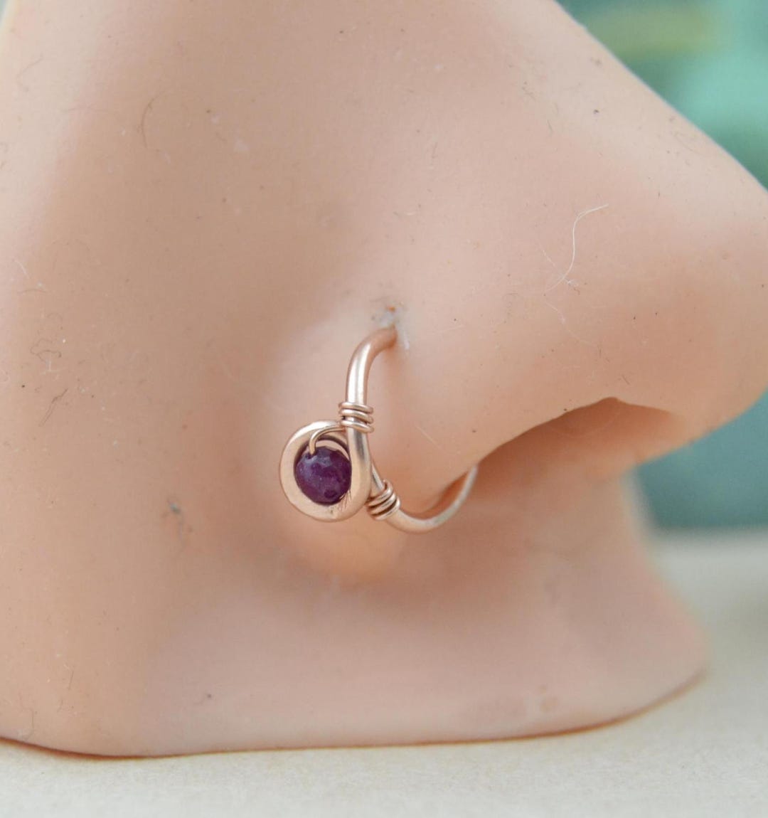 Grecian Gemstone Loop Nose Ring, Nose Hoop, Nose Piercing, Cartilage ...