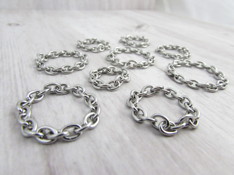 Stainless Steel Chain Ring Ring Size 3 4 5.5 6.5 8 10 | Etsy