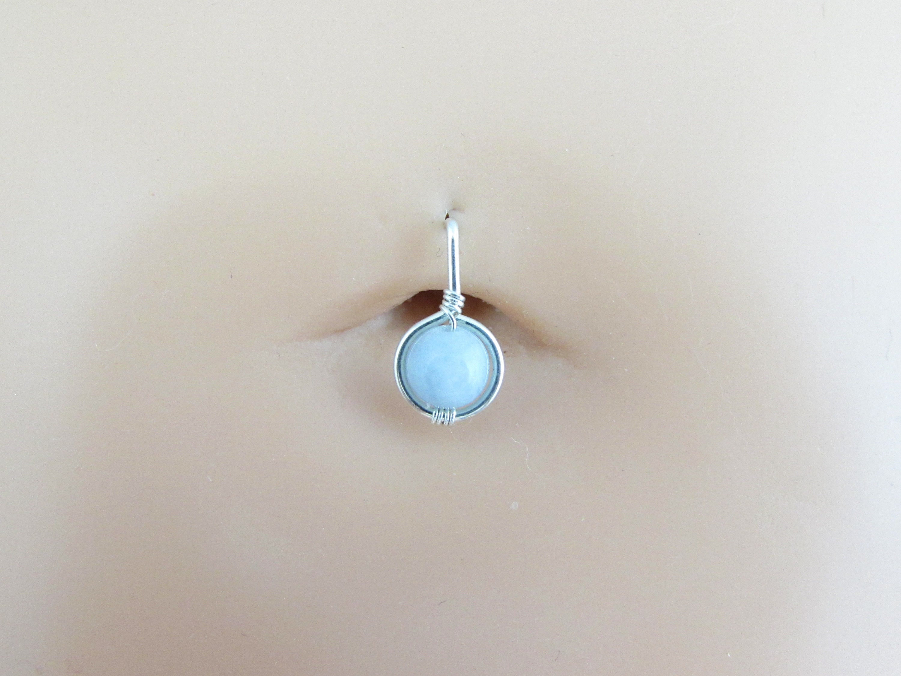 Silver Small Non Dangle Stone Belly Ring Sterling Silver | Etsy