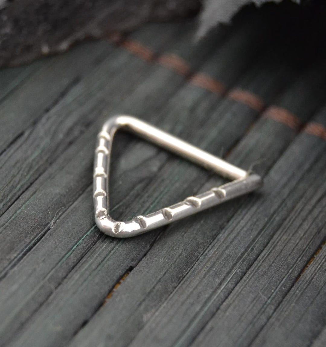 Silver Hatched Triangle Cartilage Earring, Cartilage Hoop, Cartilage ...