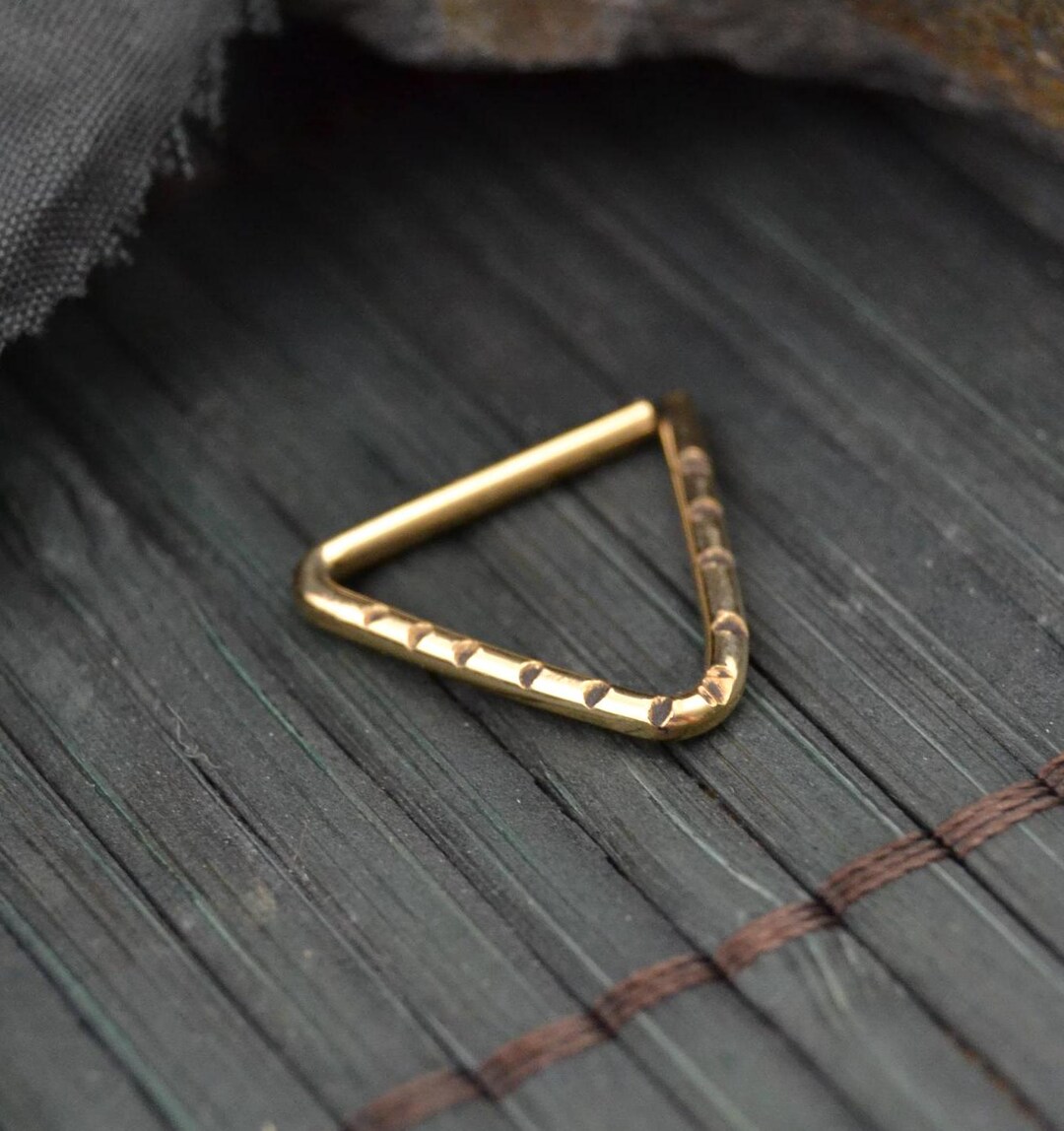 Gold Hatched Triangle Cartilage Earring, 14k Yellow Gold Fill Cartilage ...