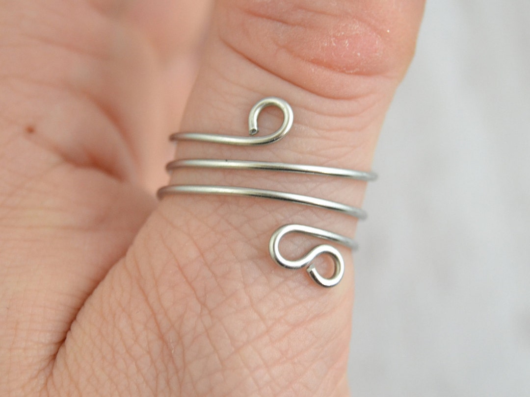 Stainless Steel Thumb Ring Adjustable Ring Stackable Ring Steel Wrapped ...