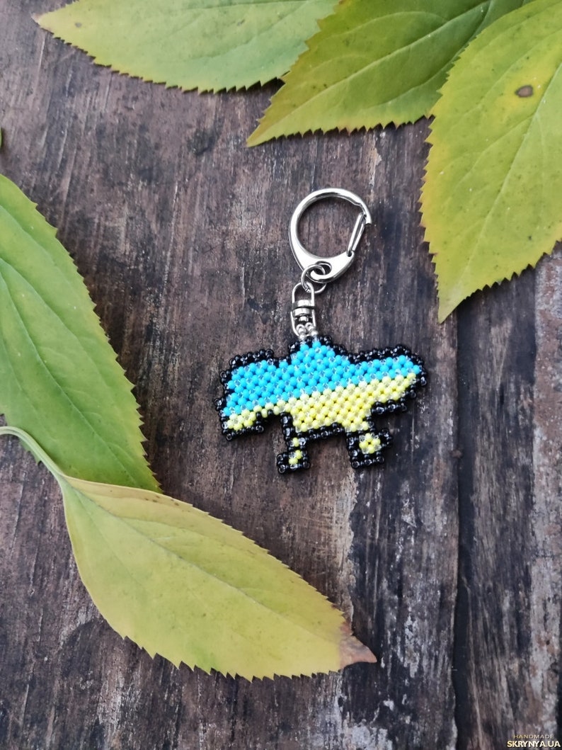 Keychain for Keys Made of Beads Map of Ukraine .stand With Ukraine ...