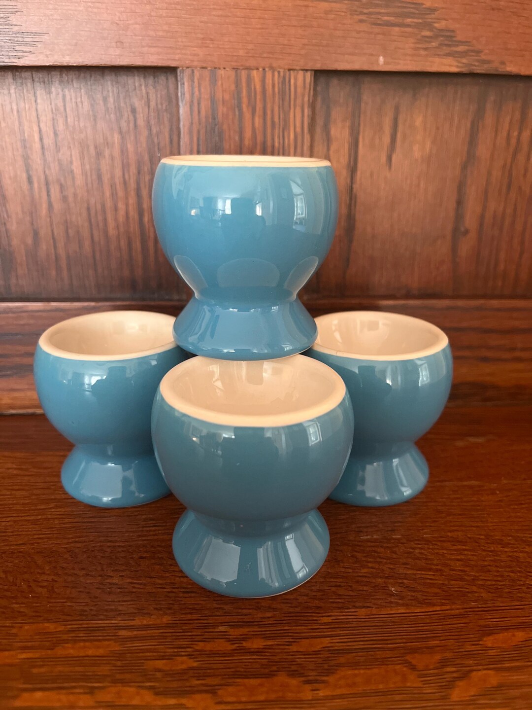 Teal Blue Ceramic Egg Cups Set of Four - Etsy
