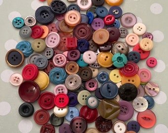 100 Vintage Glass/shell/marble/rhinestone/plastic Button Lot-mother of ...