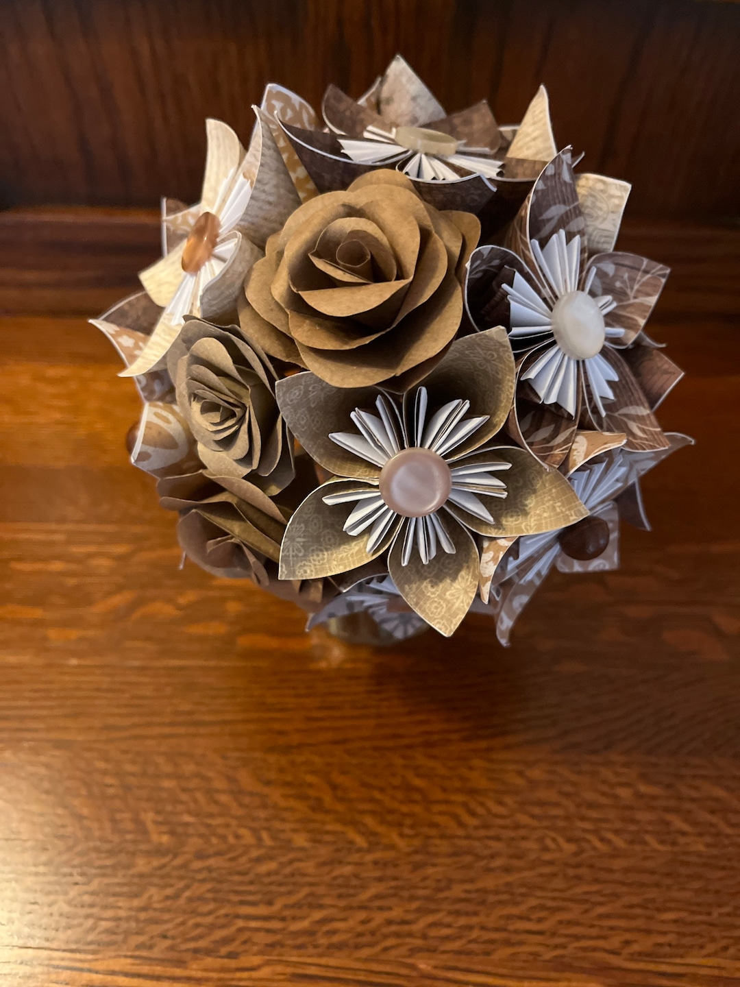 Mocha Paper Flower Origami Bouquet With Vase - Etsy