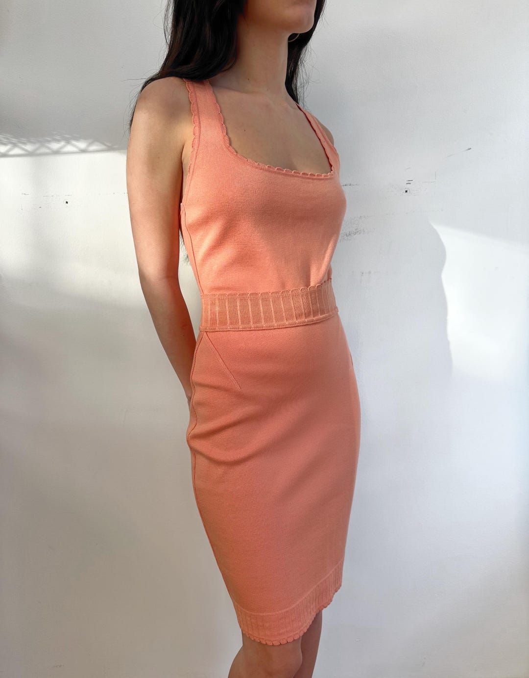 Vintage ALAIA Coral Knit Bodysuit Skirt Set, 90s Shapewear - Etsy