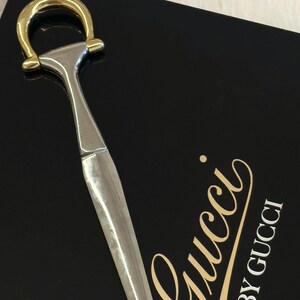 Vintage Gucci 1980’s Gold Silver GG Logo Gold Letter Opener Bookmark ...