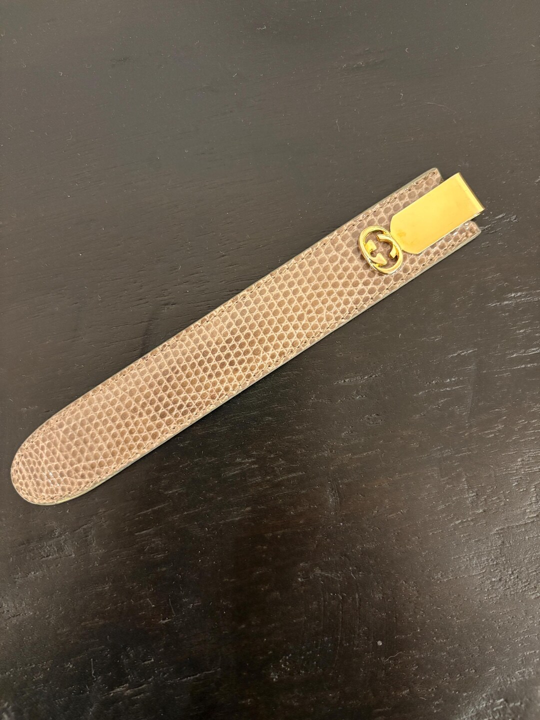 Vintage Gucci 1960s Brown Leather Brass GG Logo Gold Letter Opener ...