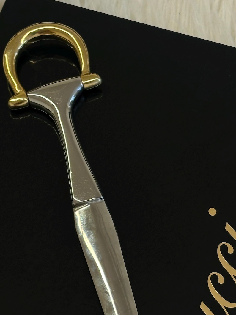 Vintage Gucci 1980’s Gold Silver GG Logo Gold Letter Opener Bookmark ...