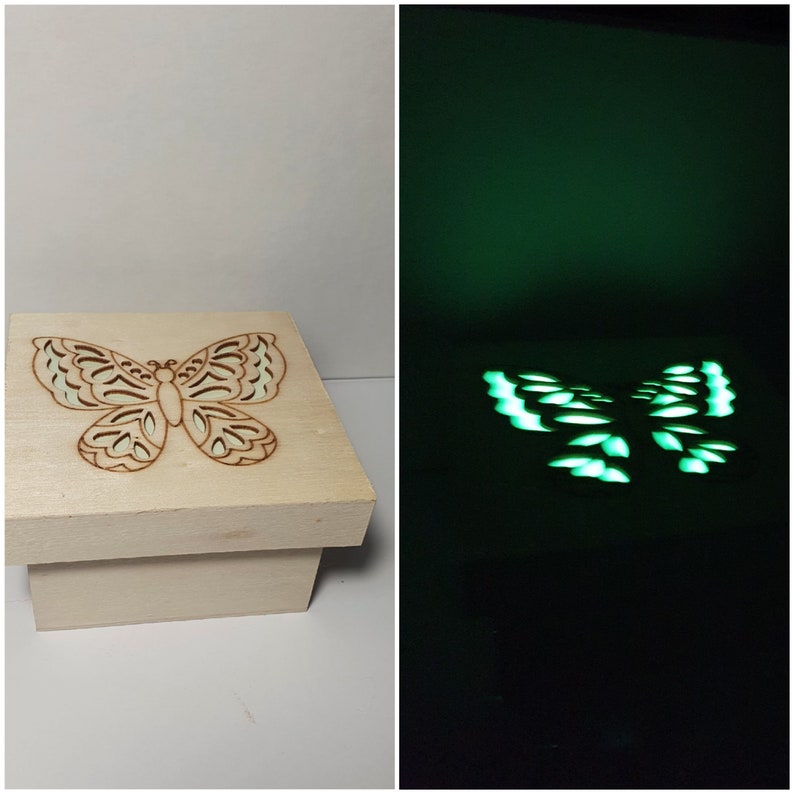 Wooden Glow in the Dark Butterfly Box - Etsy