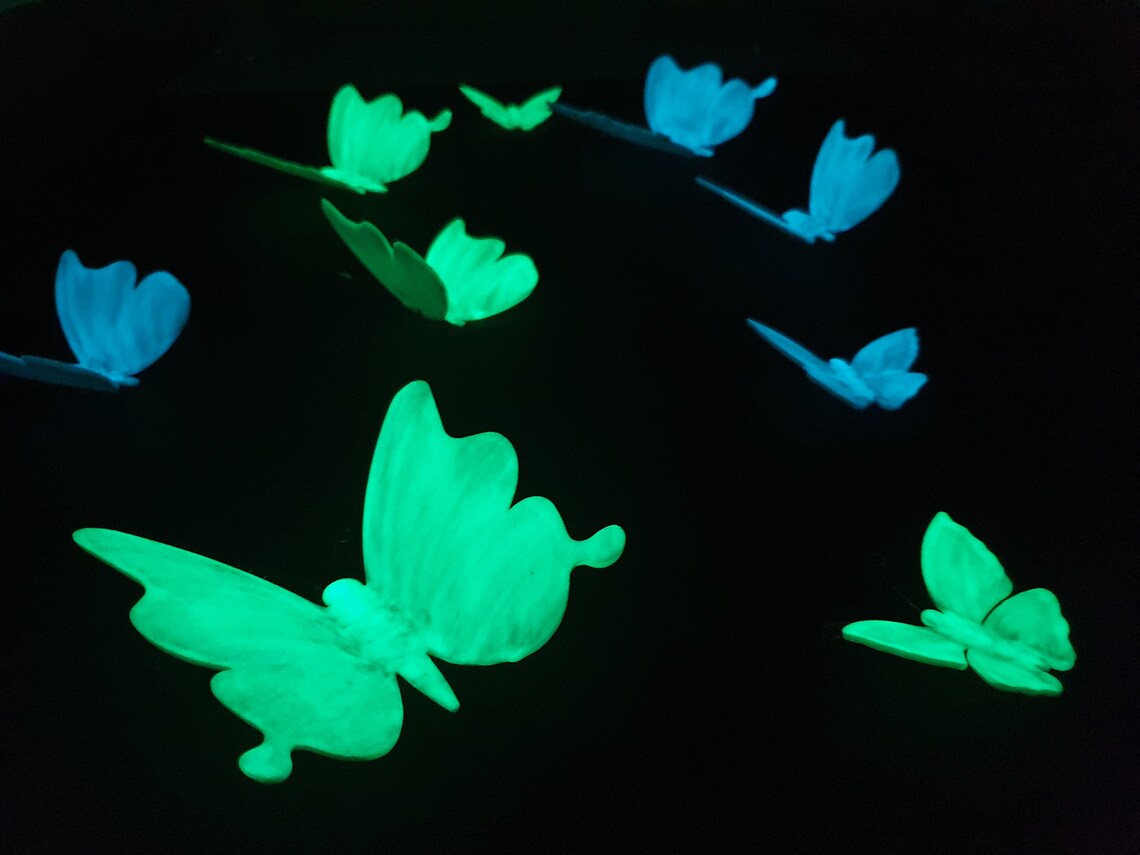 Glow in the dark 3D butterfly wall stickers glowing up to 8 | Etsy