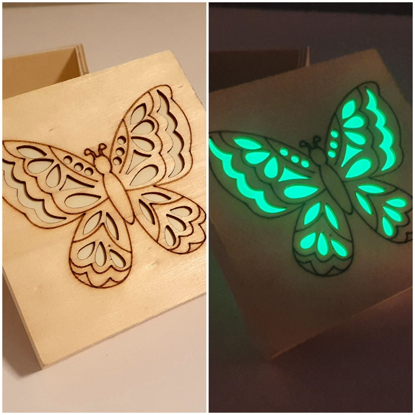 Wooden Glow in the Dark Butterfly Box - Etsy