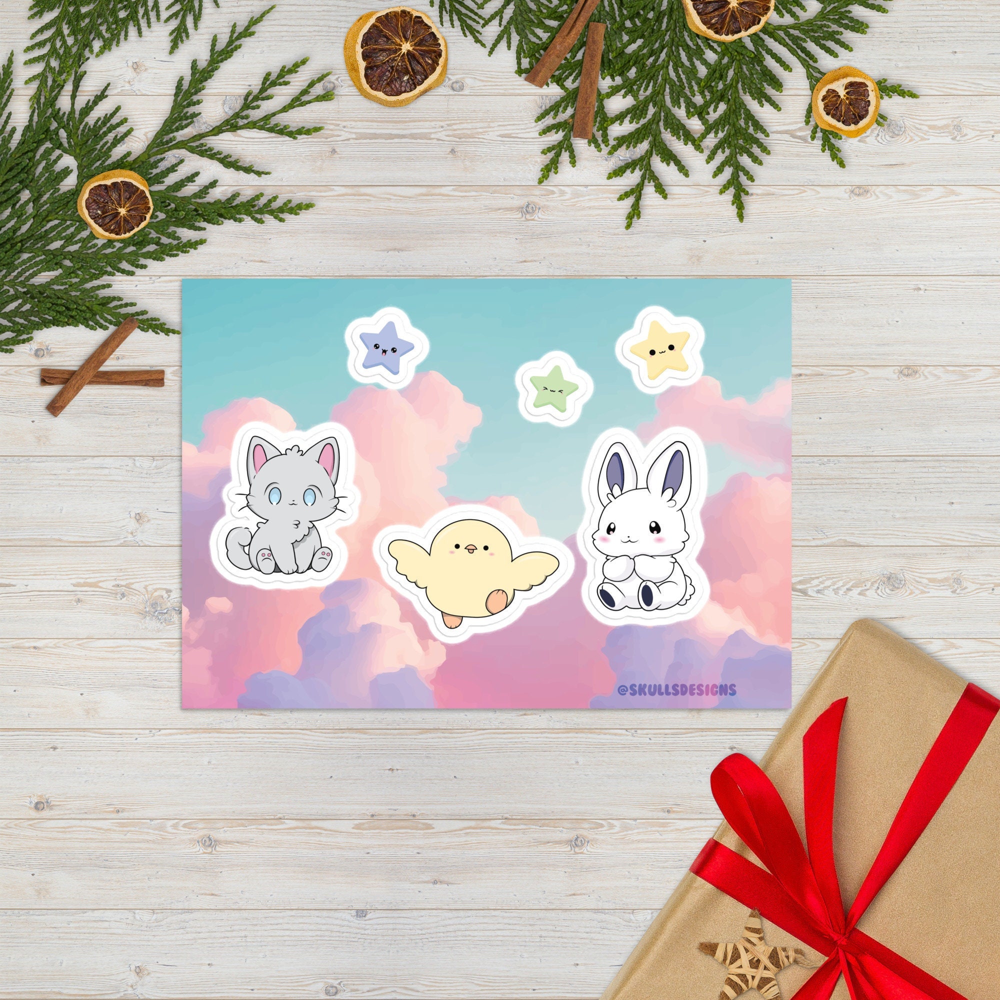 Kawaii Cat, Bunny & Duck Dreamland Sticker Sheet - Etsy