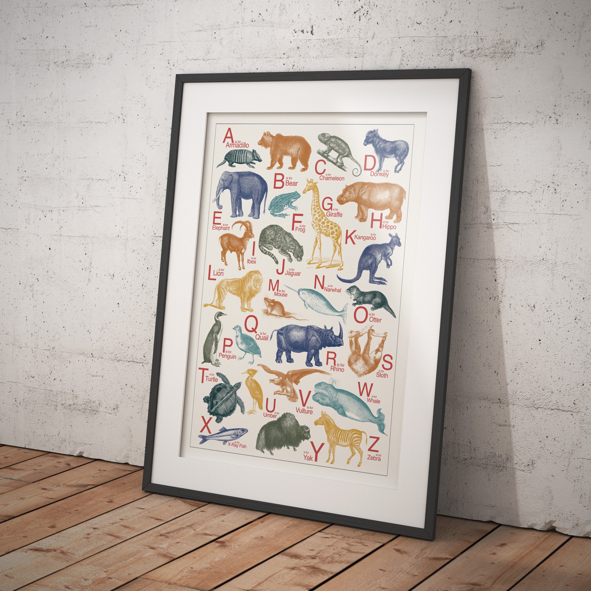 Animal Alphabet Illustrated Printable Poster - Etsy