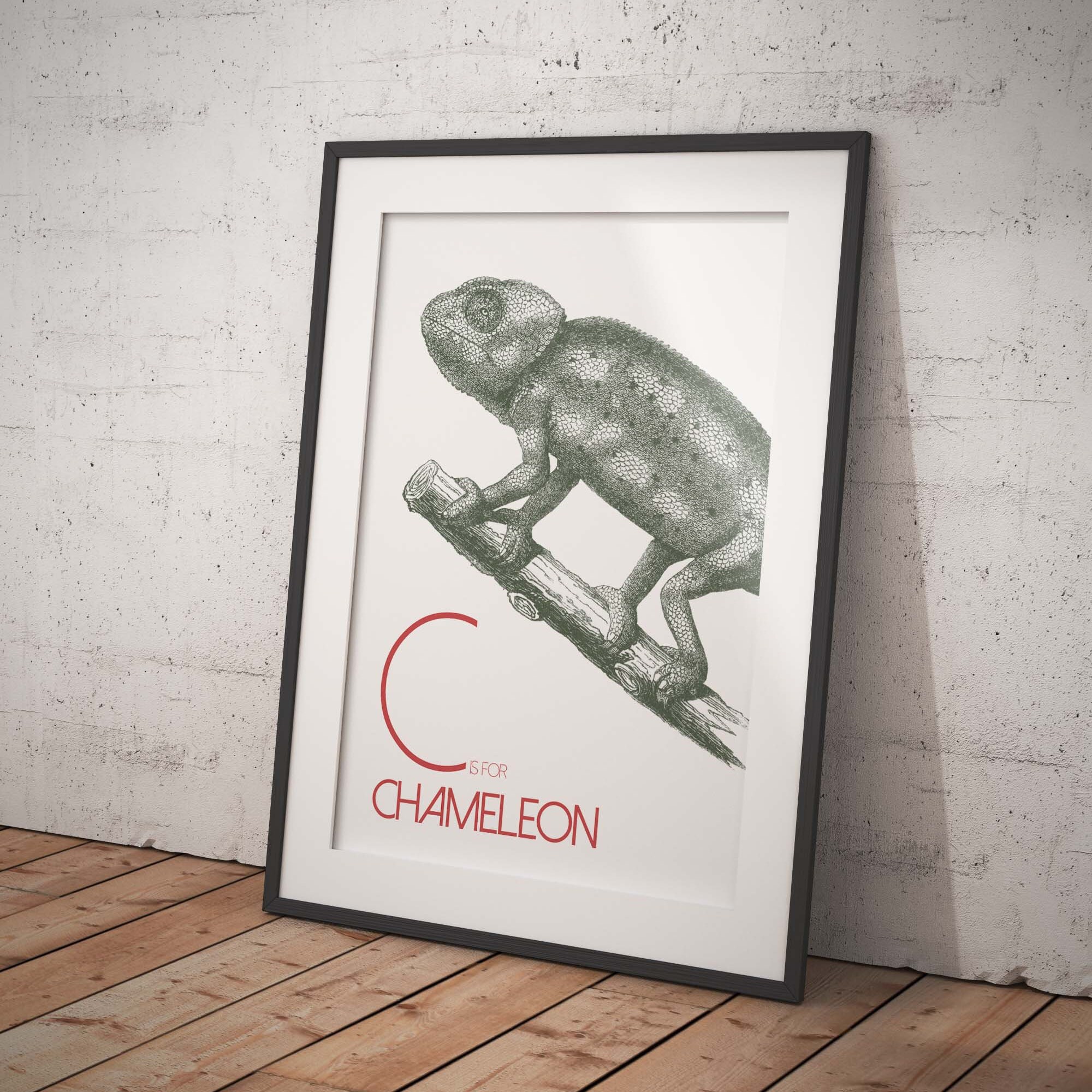 C is for Chameleon Illustrated Printable Poster - Etsy