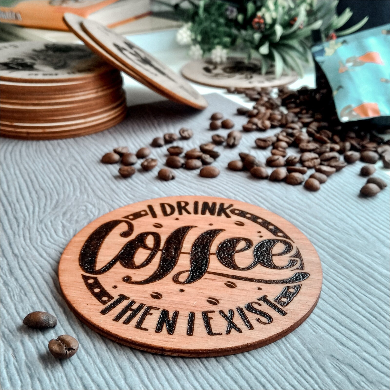 Wooden Coffee Mug Coaster Handcrafted Coasters Made From - Etsy UK