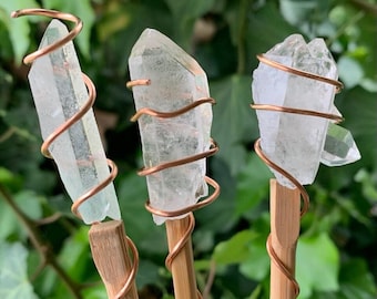Large Electroculture Gardening Stakes With Copper and Crystals - Etsy