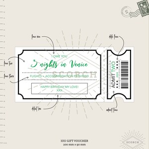 Pre-order IOU VOUCHER TICKET Personalised Gift Coupon calligraphy Font ...