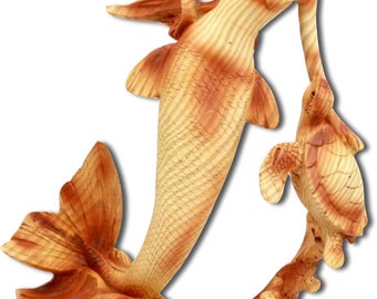 Carved wood mermaid | Etsy