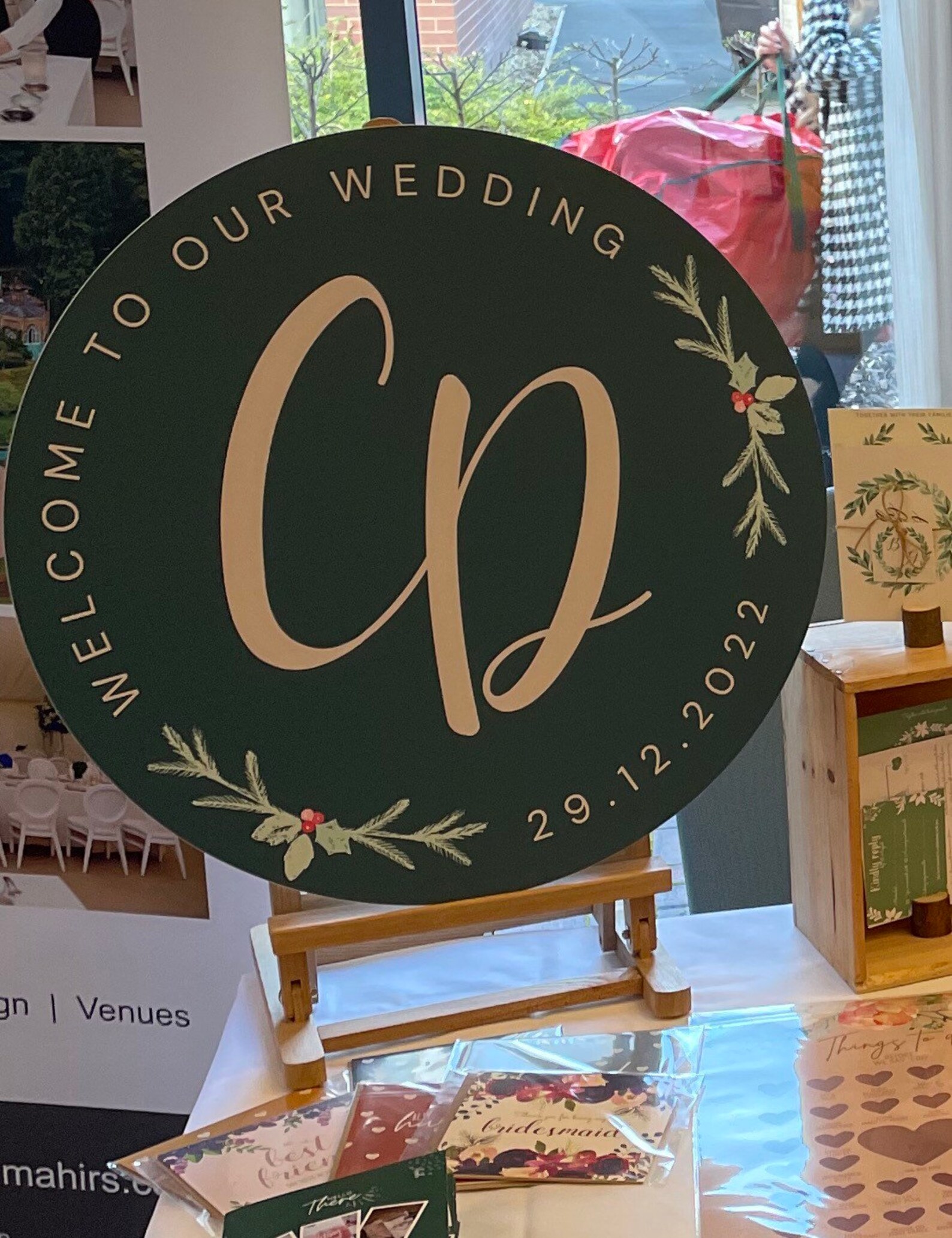 Welcome to Our Wedding Sign Circular Green Sign Welcome - Etsy