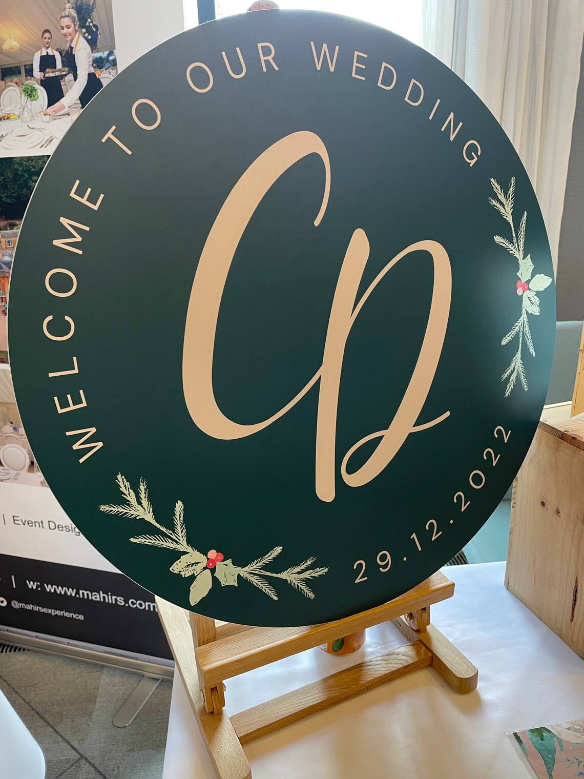 Welcome to Our Wedding Sign Circular Green Sign Welcome - Etsy