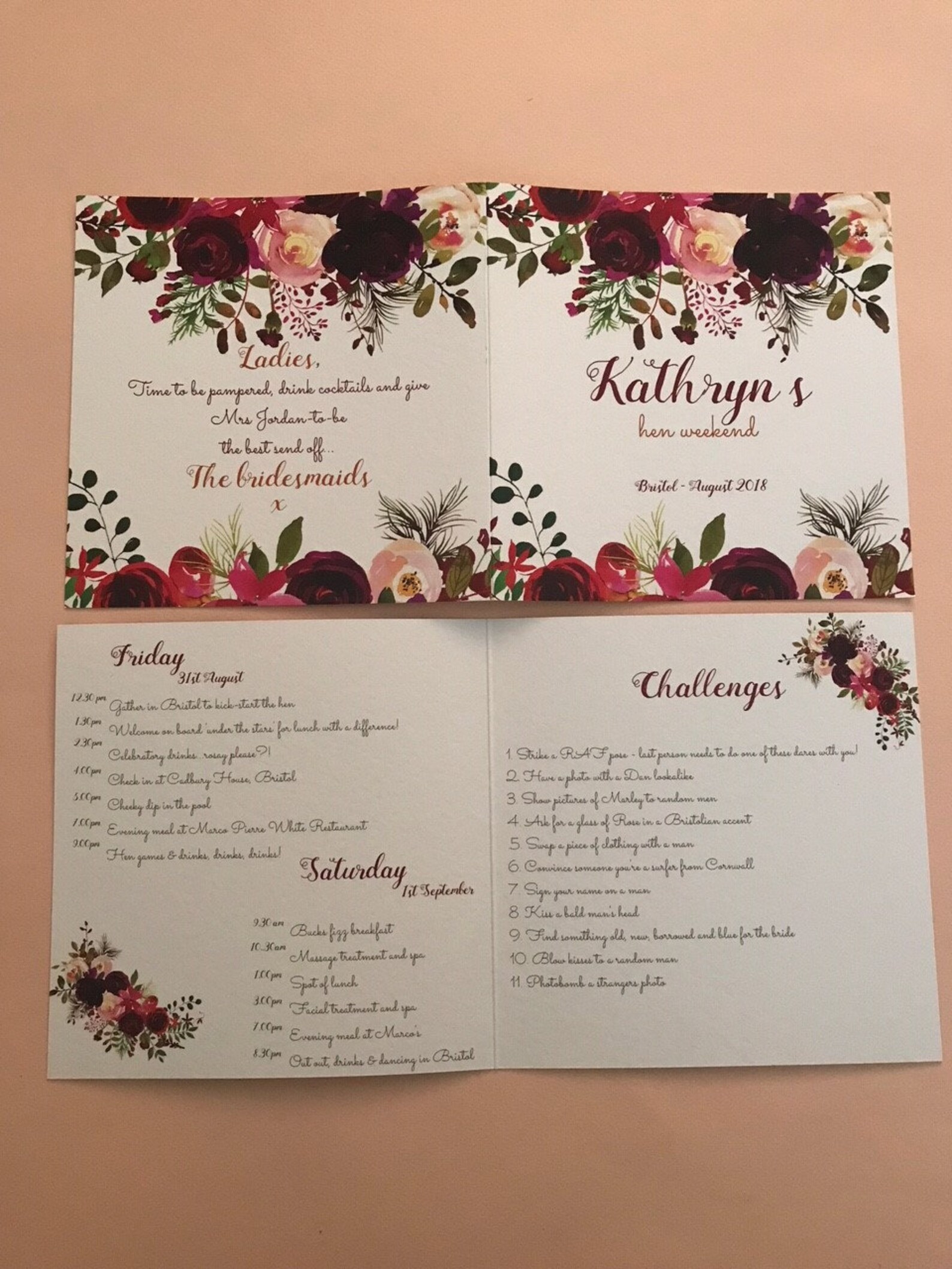 Hen Do Card Hen Do Itinerary Card Hen Invitation Hen Weekend Card Hen ...