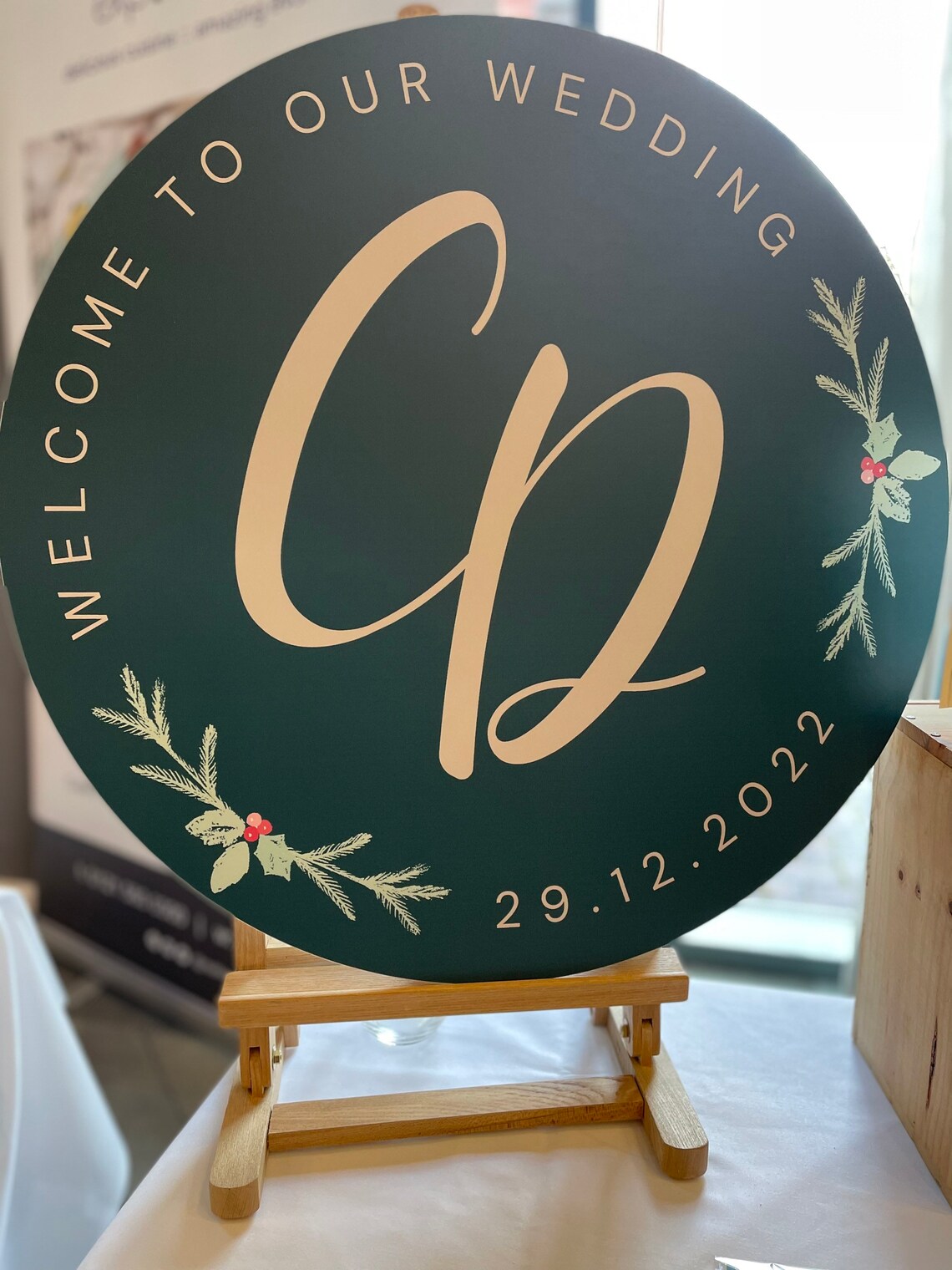 Welcome to Our Wedding Sign Circular Green Sign Welcome - Etsy
