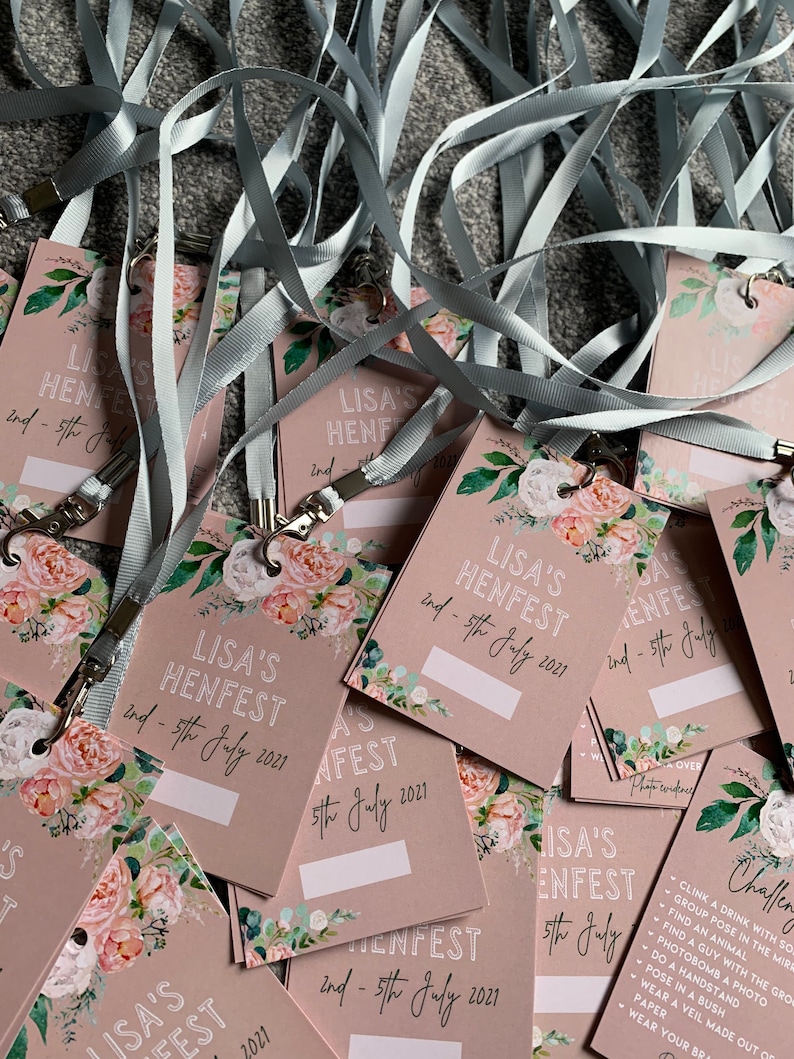Floral Pastel Personalised Henfest Lanyards - Hen Do - Stag Do - Team ...