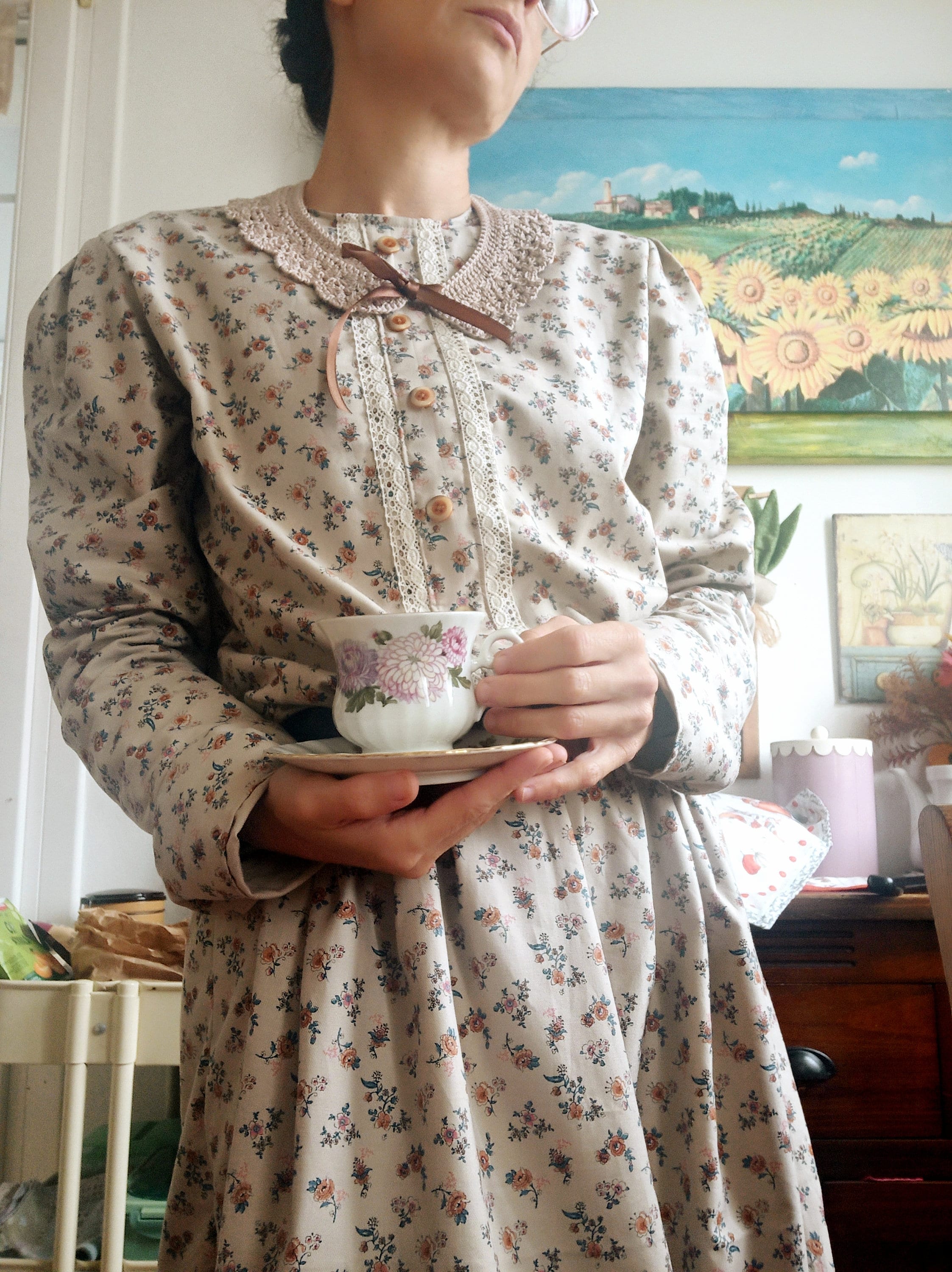 Emma Dress Floral Beige - Etsy