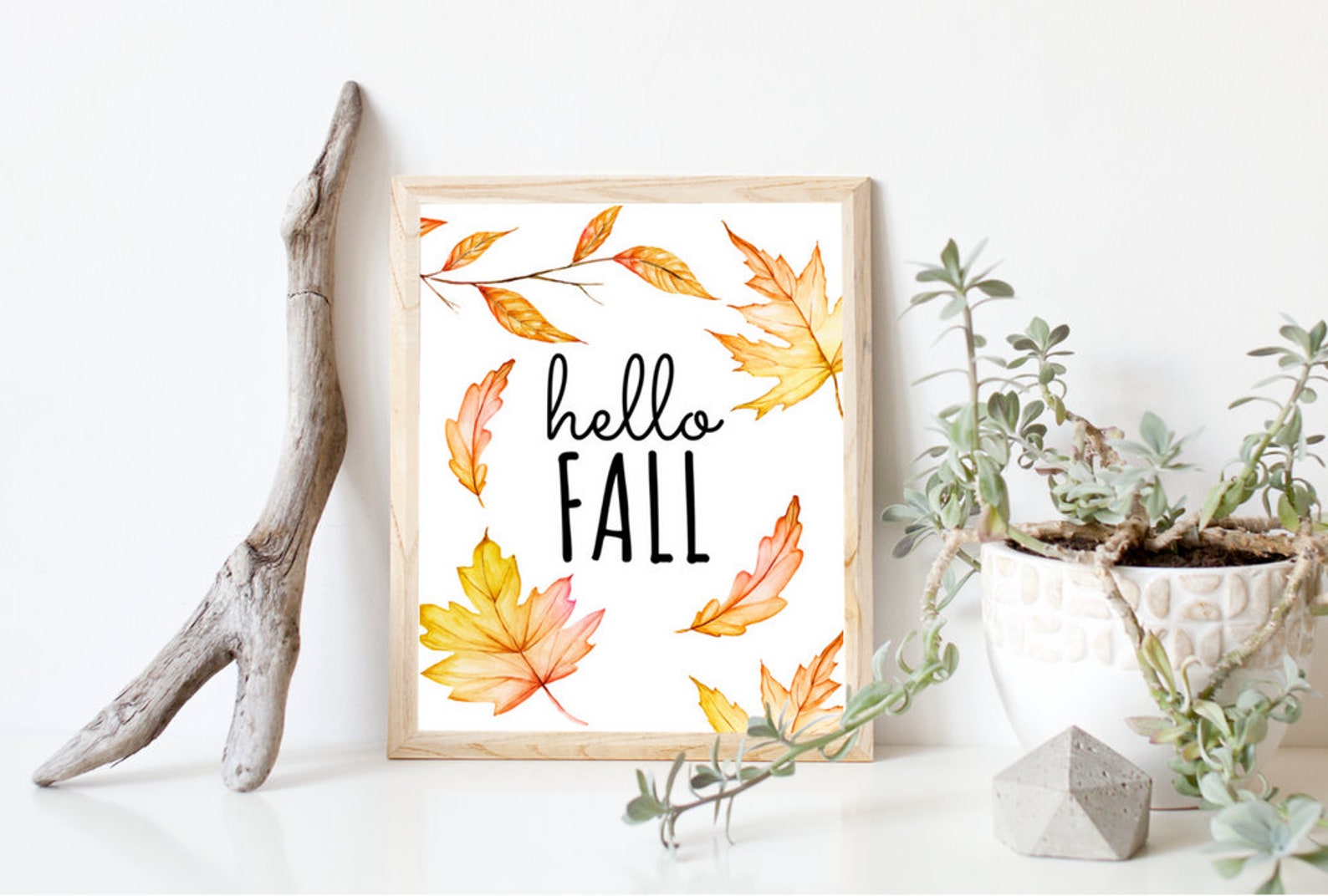 8x10 Hello Fall Printable Wall Art, Hello Fall, Fall Leaves, Fall Decor ...