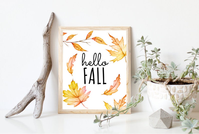 8x10 Hello Fall Printable Wall Art, Hello Fall, Fall Leaves, Fall Decor ...
