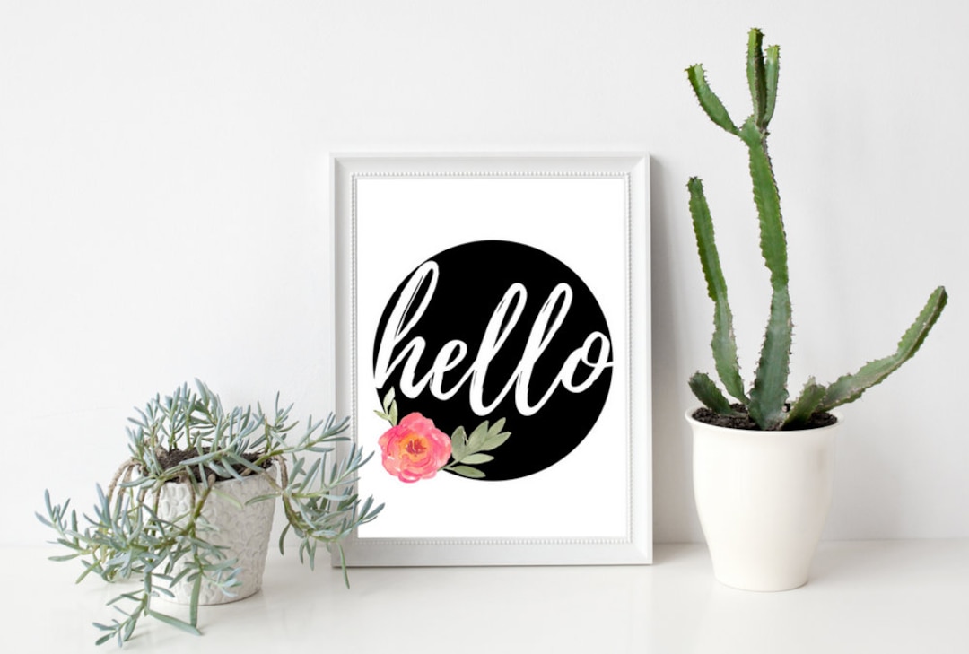 8x10 Hello Printable Wall Art, Hello Sign, Hello Floral Wall Art ...