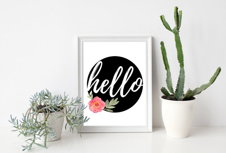 8x10 Hello Printable Wall Art, Hello Sign, Hello Floral Wall Art ...