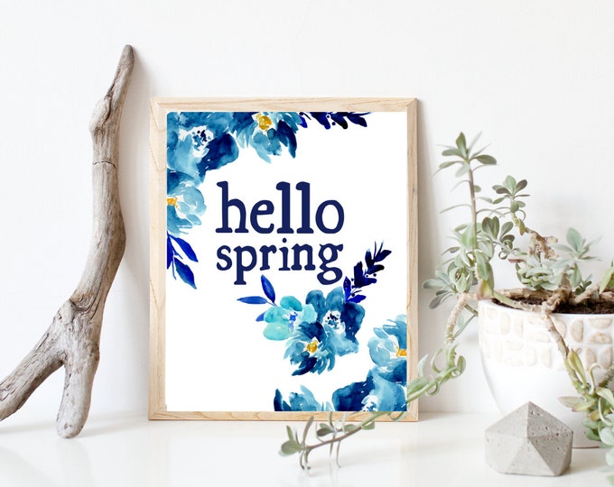 8x10 Hello Spring Printable Wall Art, Hello Spring, Spring Decor ...