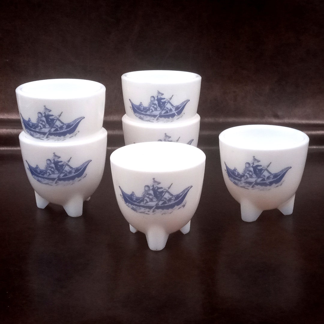 6 Arcopal Tripod Egg Cups, Vintage 70's Coconut Trees, France - Etsy