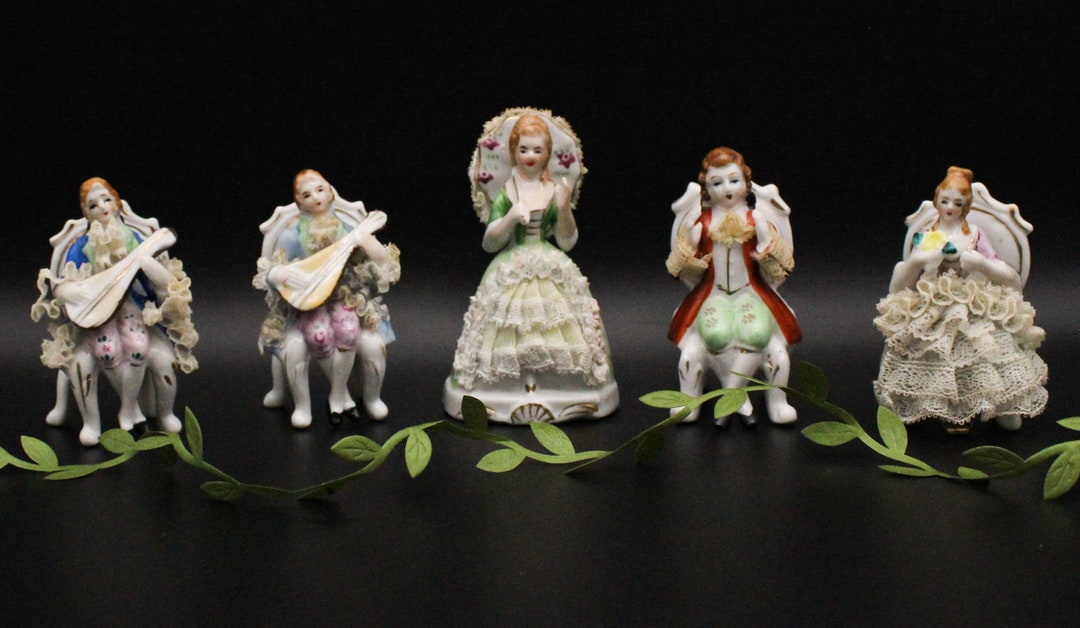 Small Vintage Porcelain FIGURINES, Porcelain Statuette, Musician - Etsy