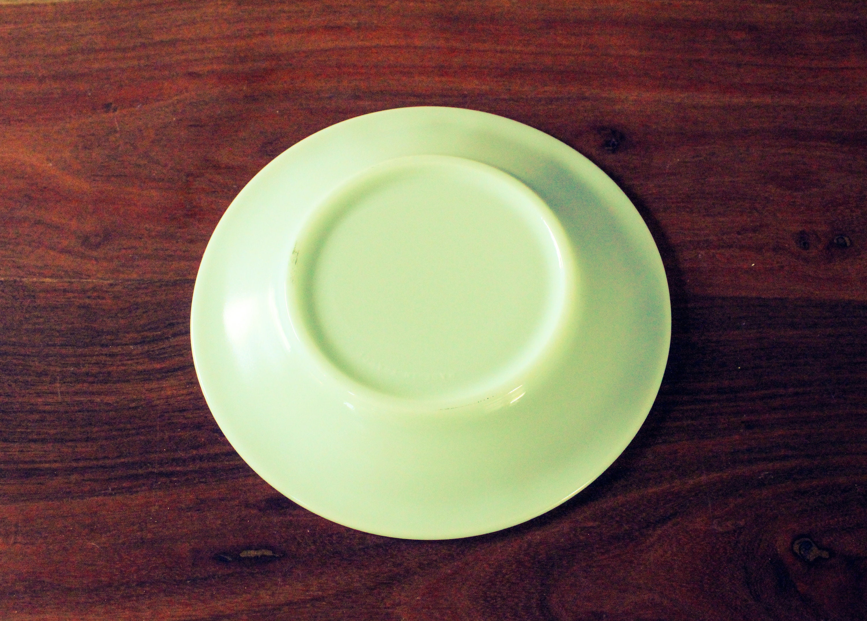 5 PLATES opaline green dessert of vintage French water