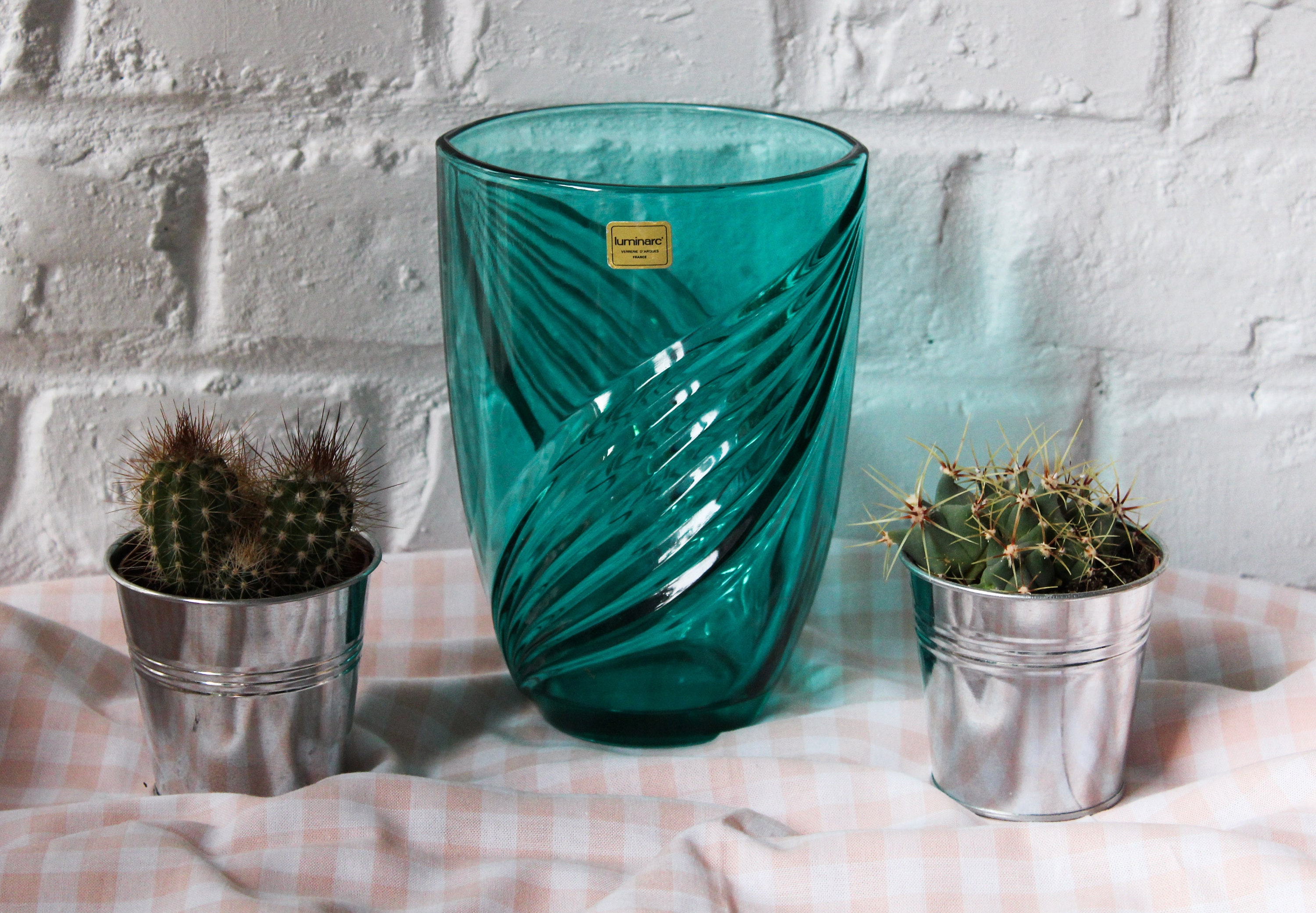 Beautiful VASE Turquoise Blue in Vintage Luminarc Glass