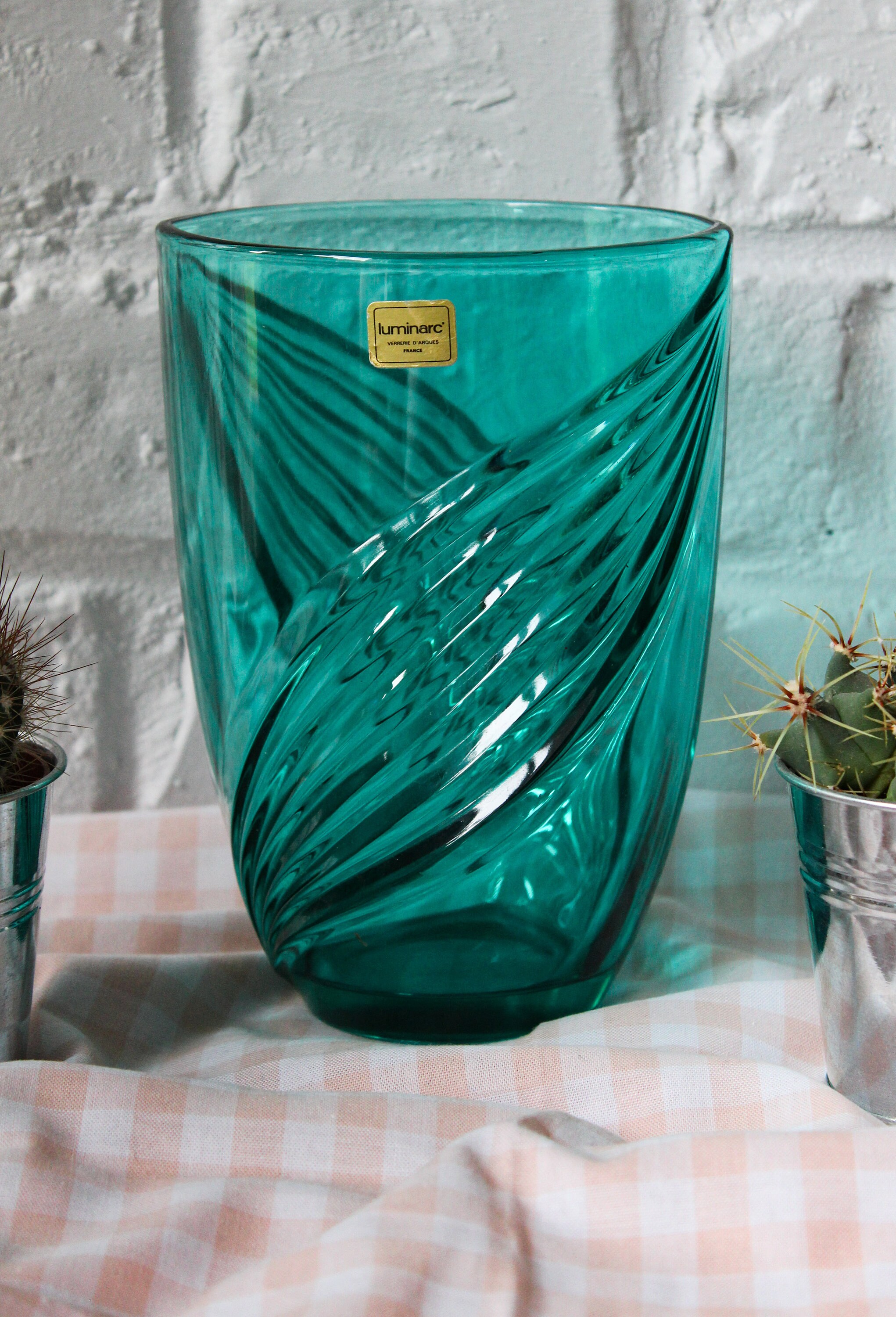 Beautiful VASE Turquoise Blue in Vintage Luminarc Glass