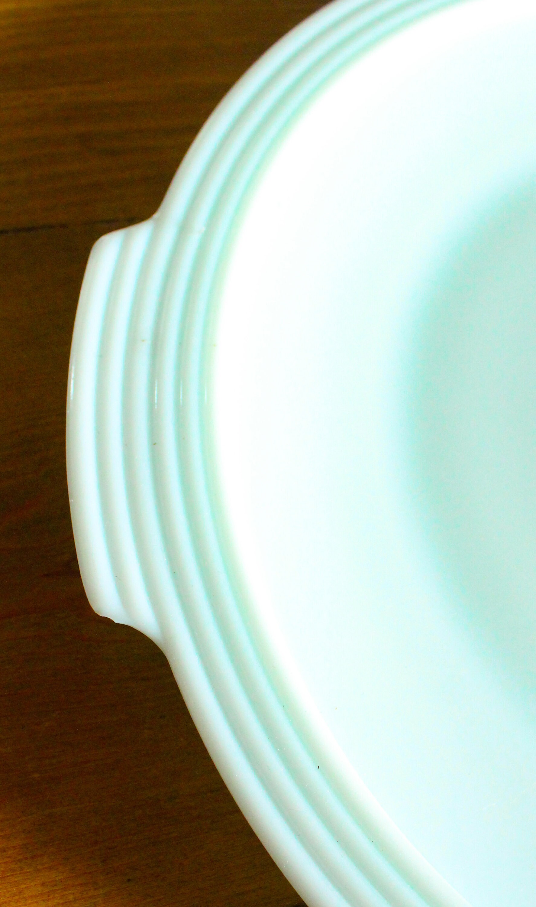 5 PLATES opaline green dessert of vintage French water