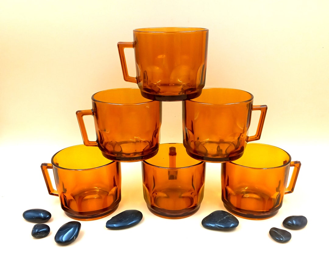 ARCOROC CUPS Amber Color France Vintage, ROC Model - Etsy