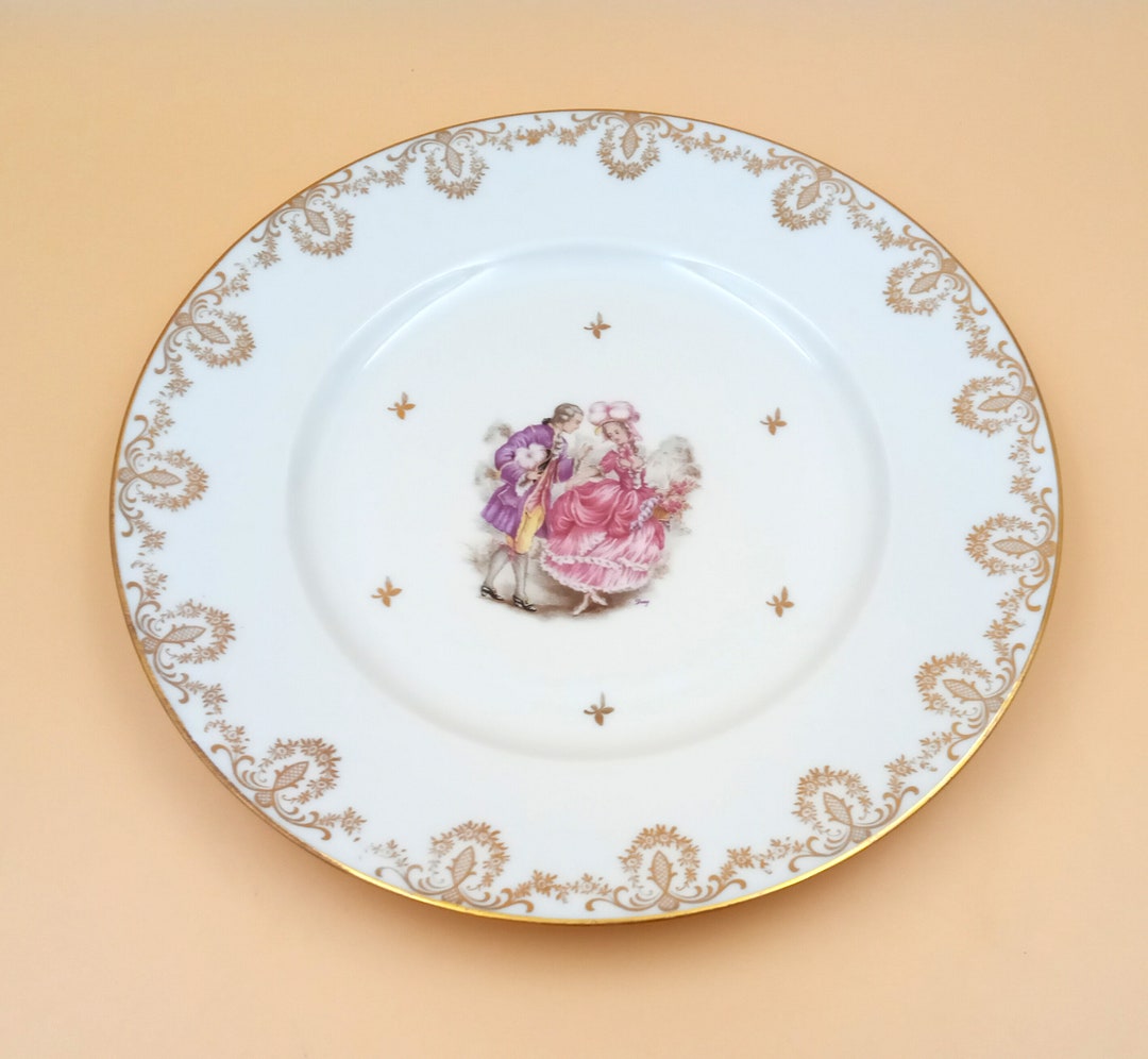 6 ASSIETTES plates porcelaine motif scène galante Porcelaine - Etsy France