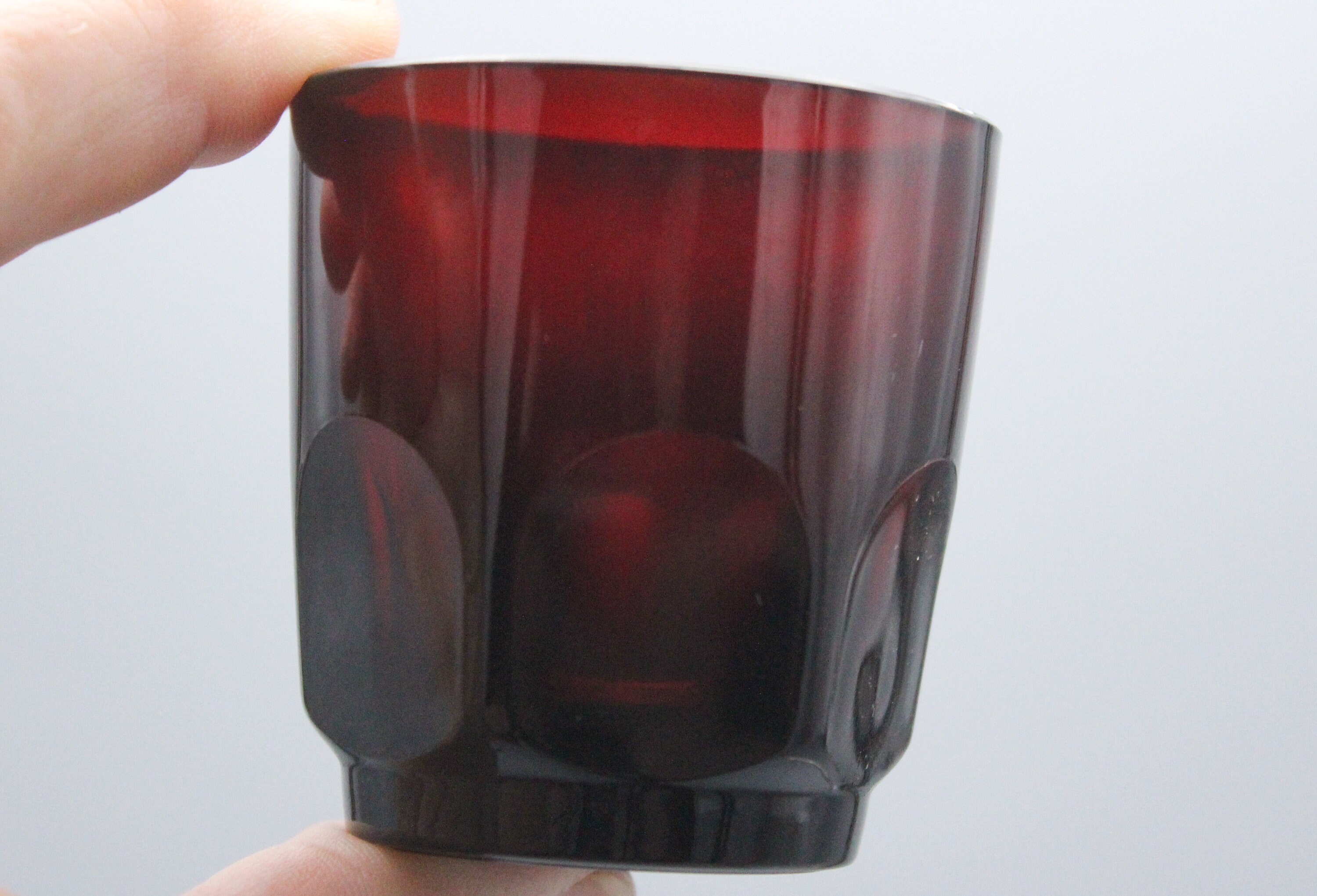 5 GLASSES Retro ruby red tempered glass Arcoroc France